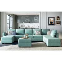 China Top grade large manual assembly green ottoman cheap sofa set home furniture velvet U shaped Sectional couch home sofa for sale