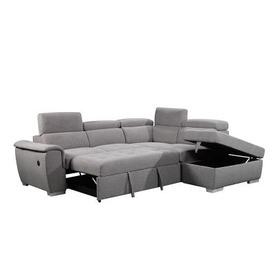 China Couch L shape Living room sofa set for fabric Modern foldable Corner sofa cum bed with Storage for sale
