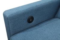 China Comfortable blue color modern transformable fabric sofa bed folding futon with USB for sale