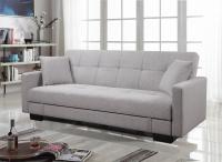 China Comfortable blue color modern transformable fabric sofa bed folding futon with USB for sale