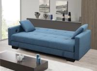 China Comfortable blue color modern transformable fabric sofa bed folding futon with USB for sale
