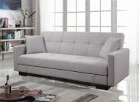 China Comfortable blue color modern transformable fabric sofa bed folding futon with USB for sale