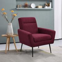 China Hot sale new arrival Wholesale Living Room Chair upholstery armchair rose red linen sofa chair for cafe for sale