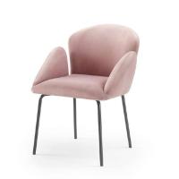 China Anti Fading Velvet Modern Single Seater Chair Pink Color For Kitchen for sale