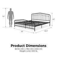 China Antiwear Practical Queen Metal Bed , Multipurpose Metal Platform Bed Queen for sale