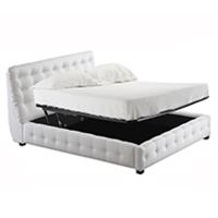 China King Size Modern Ottoman Storage Bed Upholstered With White Headboard for sale