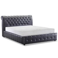 China Latest Metal Designs Upholstered Velvet Black  Double Single Wood Bed for sale