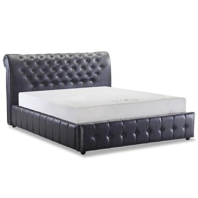 China Latest Metal Designs Upholstered Velvet Black  Double Single Wood Bed for sale