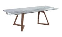 China Modern Design  Living room Furniture Tempered Glass  Dinning Spacial Wooden leg Table sets for sale