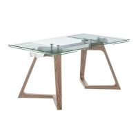 China Modern Design  Living room Furniture Tempered Glass  Dinning Spacial Wooden leg Table sets for sale