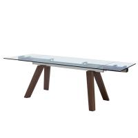 China Modern Design  Living room Furniture Tempered Glass  Dinning Spacial Wooden leg Table sets for sale