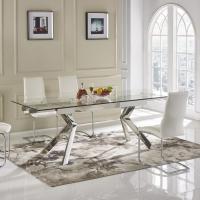 China Fashion Rotated Stainless Steel  Living Furniture  Western Style  Tempered Glass Dinning Table Sets for sale