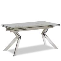 China Fashion Rotated Stainless Steel  Living Furniture  Western Style  Tempered Glass Dinning Table Sets for sale