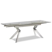 China Fashion Rotated Stainless Steel  Living Furniture  Western Style  Tempered Glass Dinning Table Sets for sale