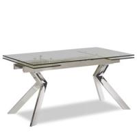 China Fashion Rotated Stainless Steel  Living Furniture  Western Style  Tempered Glass Dinning Table Sets for sale