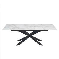 China Modern Design Square Expandable Dinning room Marble Top White Luxury Dinning Table Sets for sale