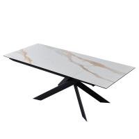China Modern Design Square Expandable Dinning room Marble Top White Luxury Dinning Table Sets for sale