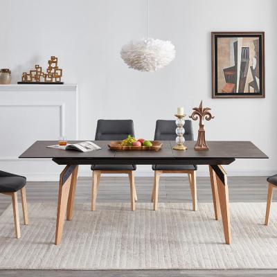 China Modern  High Quality Rectangular Living Table Marble Top  Wooden leg  Luxury Dinning  Table Sets for sale