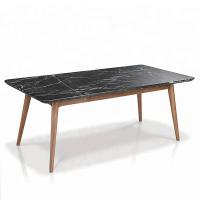 China Modern  High Quality Rectangular Living Table Marble Top  Wooden leg  Luxury Dinning  Table Sets for sale