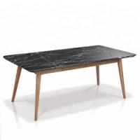 China Modern  High Quality Rectangular Living Table Marble Top  Wooden leg  Luxury Dinning  Table Sets for sale