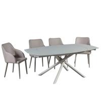 China Modern  High Quality Marble Top  extendable Rotating luxury Dinning Table Sets for sale