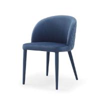 China Breathable Blue Upholstered Dining Chair Luxury With Metal Legs for sale