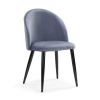 China Breathable Blue Upholstered Dining Chair Luxury With Metal Legs for sale