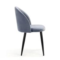 China Breathable Blue Upholstered Dining Chair Luxury With Metal Legs for sale