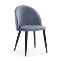 China Breathable Blue Upholstered Dining Chair Luxury With Metal Legs for sale