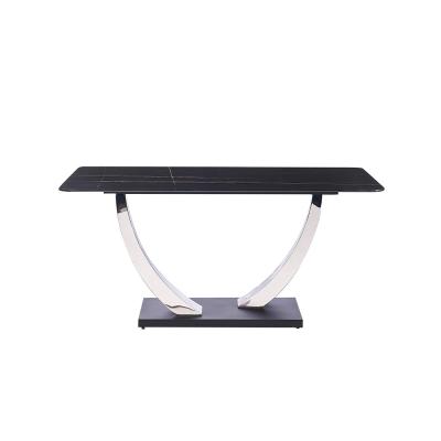 China Chrome Base Luxury Modern Dining Table Set Lightweight For Kitchen for sale
