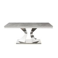 China T8100 GOITALIA Slab Marble Laminate Luxury White Inlay Living Room L Shaped Modern Restaurant Dining Table Design DINING for sale