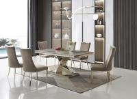 China T8100 GOITALIA Slab Marble Laminate Luxury White Inlay Living Room L Shaped Modern Restaurant Dining Table Design DINING for sale