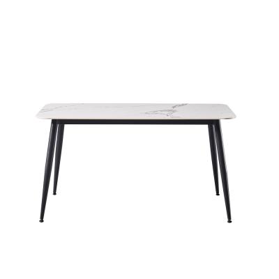 China 81100 Good Quality Marble Top Stainless Steel Feet Durable Western Style Fashion Dinning Table for sale