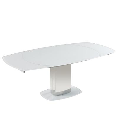 China Modern  Living Room Extended Stainless Steel Base Swivel  Fashion Tempered Glass Dinning Table Sets for sale