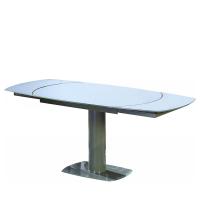 China Modern  Living Room Extended Stainless Steel Base Swivel  Fashion Tempered Glass Dinning Table Sets for sale
