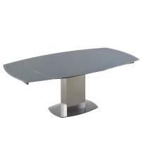 China Modern  Living Room Extended Stainless Steel Base Swivel  Fashion Tempered Glass Dinning Table Sets for sale