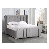 China Practical Breathable Grey Velvet Ottoman Bed , Multiscene Double Ottoman Grey Bed for sale