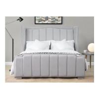 China Practical Breathable Grey Velvet Ottoman Bed , Multiscene Double Ottoman Grey Bed for sale