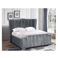 China Practical Breathable Grey Velvet Ottoman Bed , Multiscene Double Ottoman Grey Bed for sale