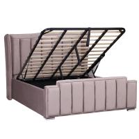 China Practical Breathable Grey Velvet Ottoman Bed , Multiscene Double Ottoman Grey Bed for sale