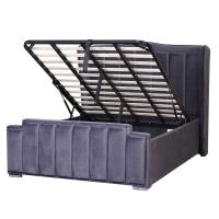 China Practical Breathable Grey Velvet Ottoman Bed , Multiscene Double Ottoman Grey Bed for sale