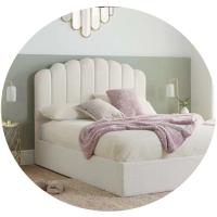 China Multiscene Cream Double Ottoman Bed , Upholstered Queen Velvet Bed With Storage for sale