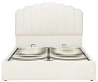 China Multiscene Cream Double Ottoman Bed , Upholstered Queen Velvet Bed With Storage for sale