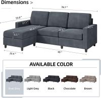 China Apartment Modular Sectional Couch L Shaped Stain Resistant Convertible for sale