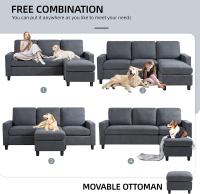 China Apartment Modular Sectional Couch L Shaped Stain Resistant Convertible for sale