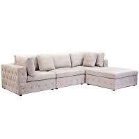 China Beige Fabric Luxury Corner Sofa Multipurpose 4 Seater For Hotel for sale