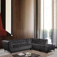 China Multiscene Velvet Luxury Corner Sofa Anti Scratch Black Color for sale