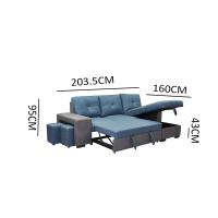China Nontoxic Corner Fabric Sleeper Couch Bed With Storage Wear Resistant for sale