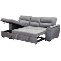 China Sectional Pull Out Folding Sofa Bed Multipurpose Breathable Light Gray for sale