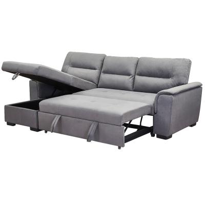 China Sectional Pull Out Folding Sofa Bed Multipurpose Breathable Light Gray for sale